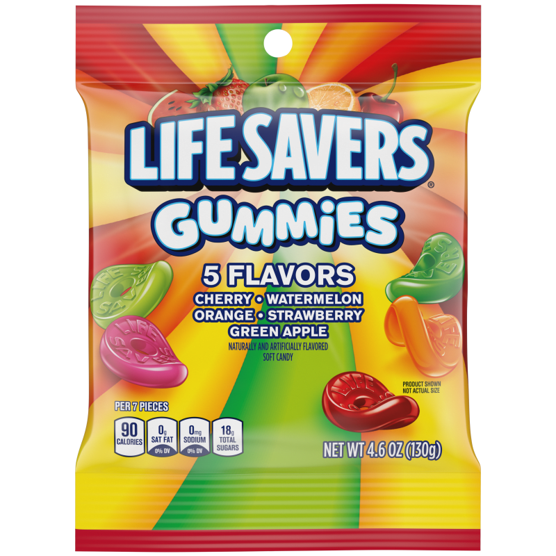 LIFE SAVERS Gummies 5 Flavors Candy Small Peg Bag, 4.6 oz | Life Savers